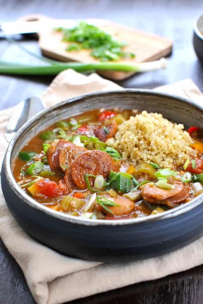 Coconut Curried Sausage & Veggie Gumbo (gluten-free) - the pig & quill