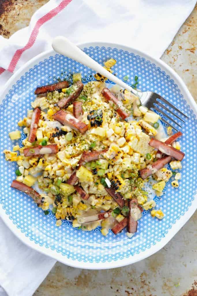 Hawaiian Street Corn with SPAM + Pineapple (gluten-free) - the pig & quill