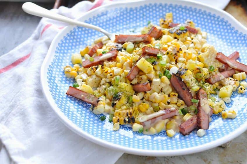 Hawaiian Street Corn with SPAM + Pineapple (gluten-free) - the pig & quill