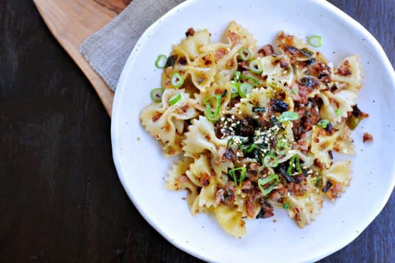 spicy caramelized spam + scallion pasta - the pig & quill