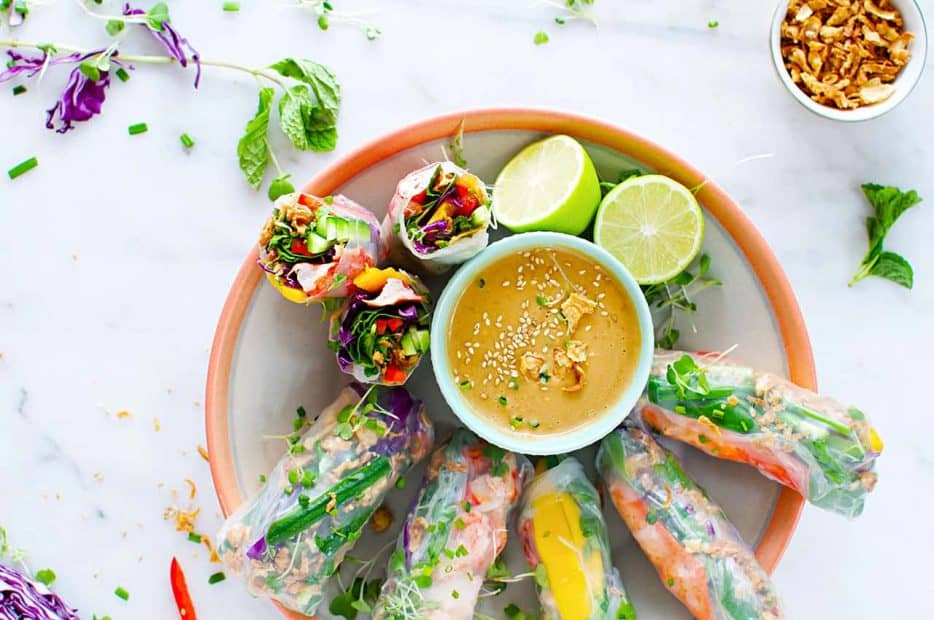 Fresh Lobster Spring Rolls with Easy Peanut Dipping Sauce - the pig & quill
