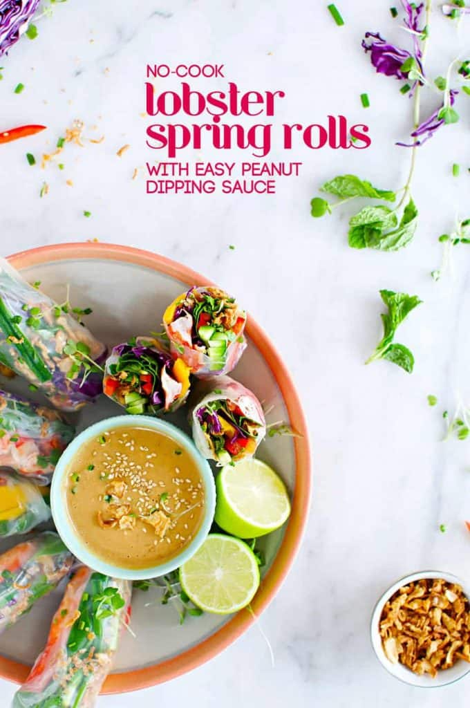 Fresh Lobster Spring Rolls with Easy Peanut Dipping Sauce - the pig & quill