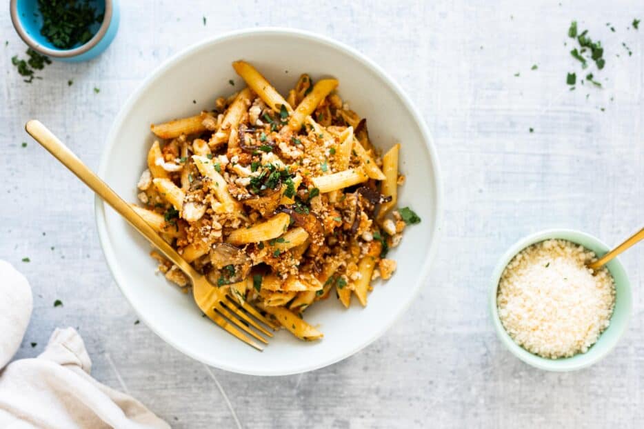 Easy Eggplant Parmesan Pasta - the pig & quill
