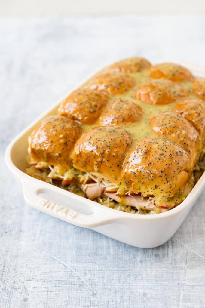 Baked Cheddar, Apple + Smoked Turkey Sliders - the pig & quill