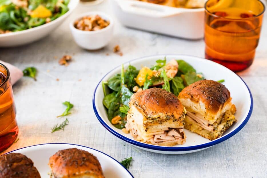 Baked Cheddar, Apple + Smoked Turkey Sliders - the pig & quill